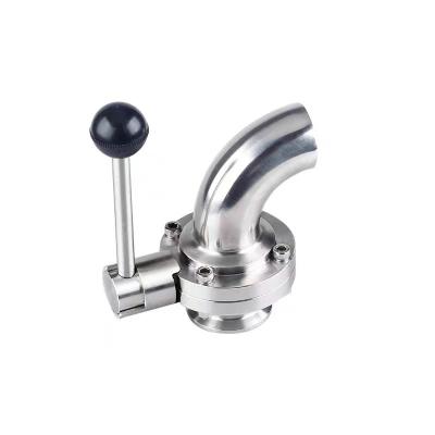 China 304 316 Stainless Steel Sanitary Side Elbow Quick Butterfly Valve with Manual Welding for sale