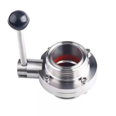 China 304 316 316L Weld Clamped Thread Butterfly Valve Manual DIN 3A SMS WZ Stainless Steel for sale