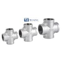 China Stainless Steel 304 201 316 Pipe Fitting Female Thread Cross 4 Way Cross NPT BSPT BSPP Casting for sale