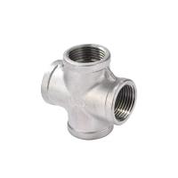 China Stainless Steel 304 201 316 Pipe Fitting Female Thread Cross 4 Way Cross NPT BSPT BSPP Casting for sale