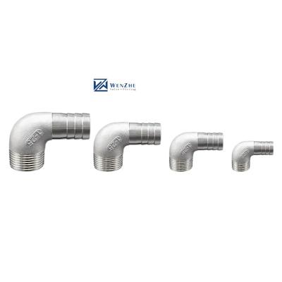 China Stainless Steel 304 316 90 Degree Male Elbow Hose Barb 1/4''-4.0'' BSP Male x 16mm for sale