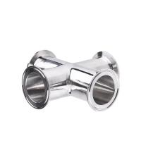China Forged SS304 316 Sanitary Stainless Steel 4 Way Cross Pipe Fitting Polished End 3A DIN for sale