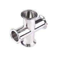 China Forged SS304 316 Sanitary Stainless Steel 4 Way Cross Pipe Fitting Polished End 3A DIN for sale