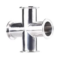 China Forged SS304 316 Sanitary Stainless Steel 4 Way Cross Pipe Fitting Polished End 3A DIN for sale