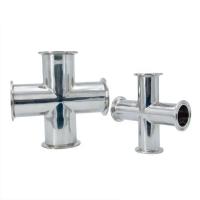 China Forged SS304 316 Sanitary Stainless Steel 4 Way Cross Pipe Fitting Polished End 3A DIN for sale