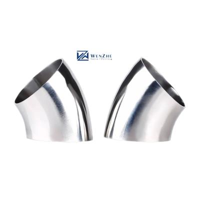 China Sanitary Welding Connection Forged SS304 316L 45 Degree Elbow for Oil Water Gas Milk for sale