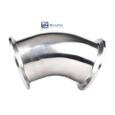 China 304 316 Stainless Steel 45 Degree Quick Mounting Elbow Sanitary Clamp Elbow 3A DIN for sale