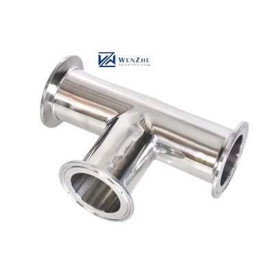 China Oil Water Gas 3A DIN Cylindrical Head Code SS316L 304 Sanitary Standard Clamp Tee 1/4''-6 for sale