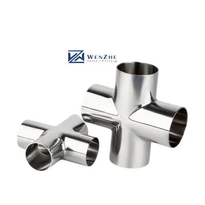 China Equal 304/316 Stainless Steel Welding Cross with Internal and External Mirror Polishing SMS 3A for sale