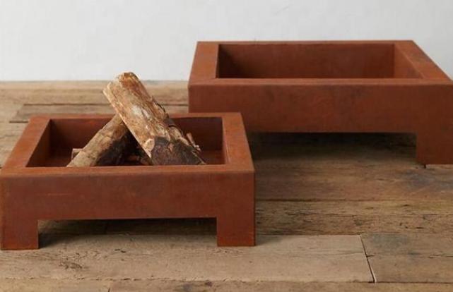 Outdoor Heating Square Corten Steel Wood Burning Fire Pit Table