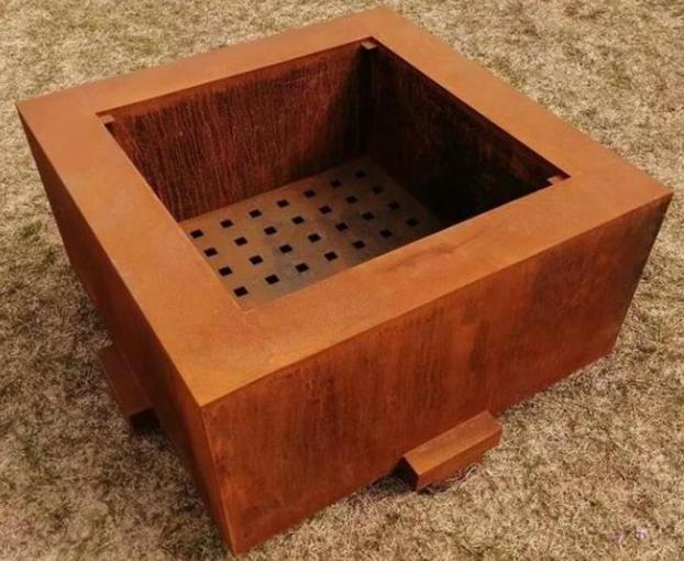 Outdoor Heating Square Corten Steel Wood Burning Fire Pit and Grill