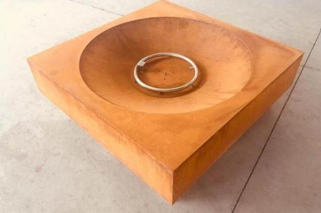 36 Inch Portable Rectangle Round Corten Steel Gas Fire Pit For Outdoor Heating
