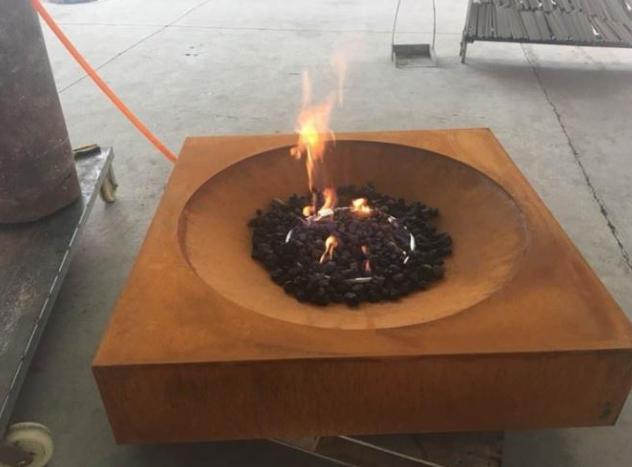 36 Inch Portable Rectangle Round Corten Steel Gas Fire Pit For Outdoor Heating