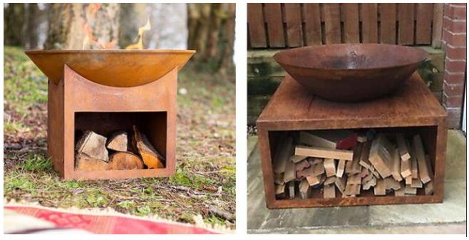 Customized Designed Outdoor Garden Firewood Storage Corten Steel Fire Bowl Pit