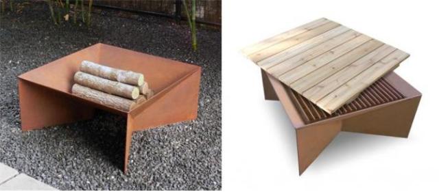 OEM ODM Wood Burning Weathering Steel Corten Steel Geometric Fire Pit Grate Top