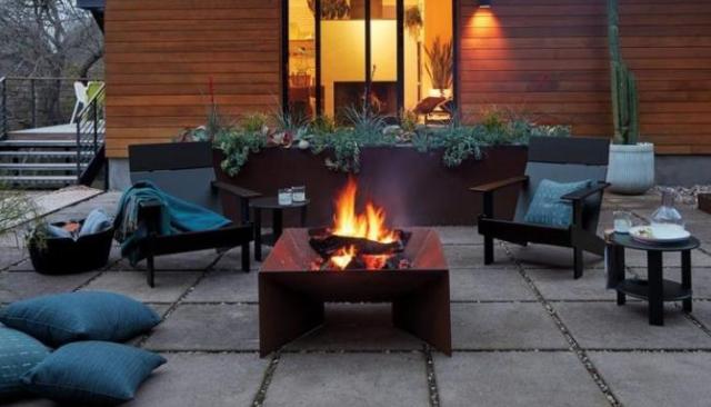 OEM ODM Wood Burning Weathering Steel Corten Steel Geometric Fire Pit Grate Top