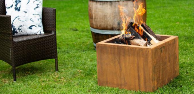 60cm Square Shape Modern Rusty Garden Heater Outdoor Corten Fire Pit Table