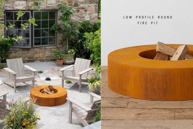 Outdoor Round Shape Wood Burning Corten Steel Fire Pit