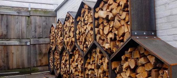 Heavy Duty Hexagon Rustic Corten Steel Honeycomb Firewood Storage Log Rack