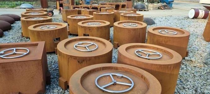 95cm Portable Freestanding Gas Propane Corten Steel Round Fire Pit Table