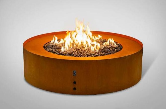 95cm Portable Freestanding Gas Propane Corten Steel Round Fire Pit Table