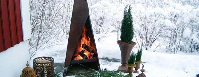 Freestanding 120cm Modern Outdoor Fireplace Geometric Corten Steel Chimenea