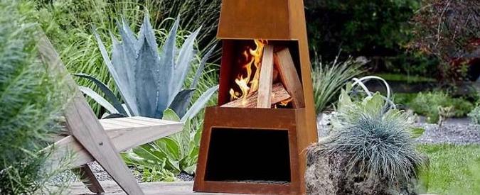 Contemporary Designed Outdoor Fireplace Large Corten Steel Chiminea