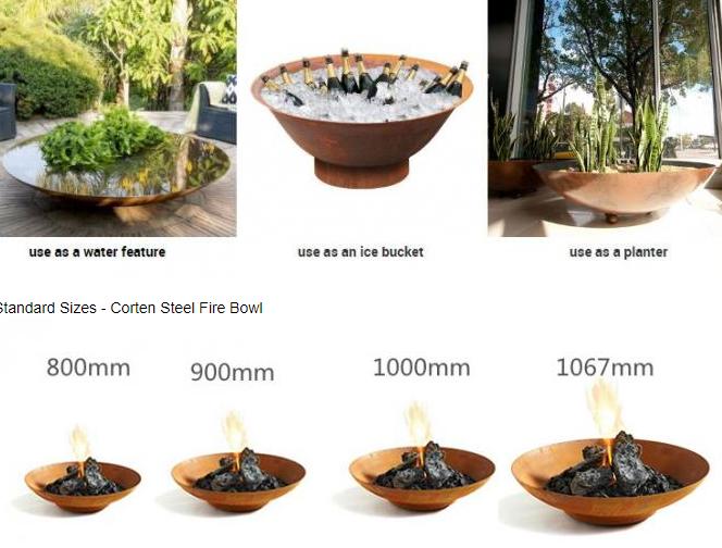 Multifunction Wood Burning 80cm Corten Steel Fire Pit And Water Bowl