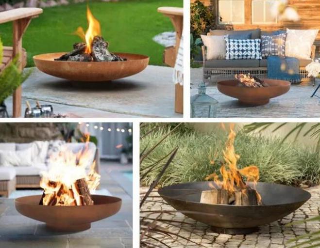 Multifunction Wood Burning 80cm Corten Steel Fire Pit And Water Bowl