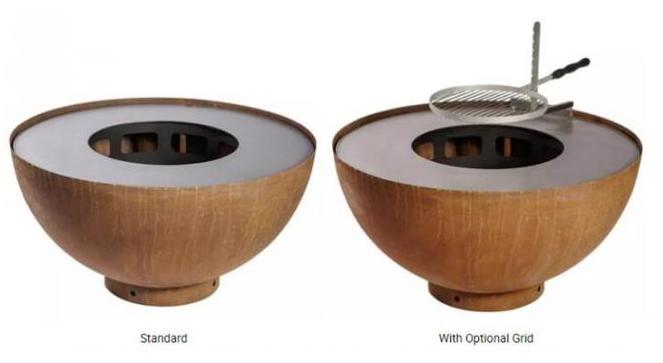 Outdoor Cooking BBQ Natural Rusted Corten Steel Fire Bowl With Grill Ring