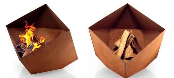 Warm Keeping Rusty Finish Wood Burning Corten Steel Fire Cube Pit