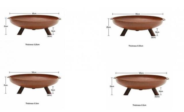 60-120cm Garden Heater Camping Rust Bonfire Corten Steel Fire Bowl Log Burner