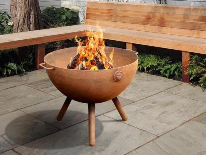 70cm Outdoor Heater Charcoal Rustic Burner Cauldron Corten Steel Fire Bowl