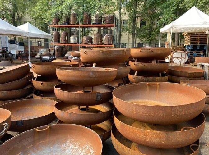70cm Outdoor Heater Charcoal Rustic Burner Cauldron Corten Steel Fire Bowl