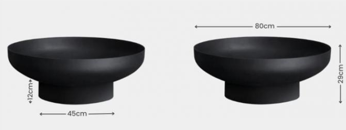 80cm Black Painted Outdoor Wood Charcoal Burner Round Corten Steel Fire Bowl Pit