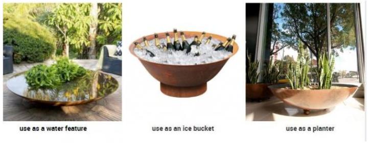 Outdoor Heater 60cm Charcoal Wood Burner Corten Steel Fire Bowl For Patio