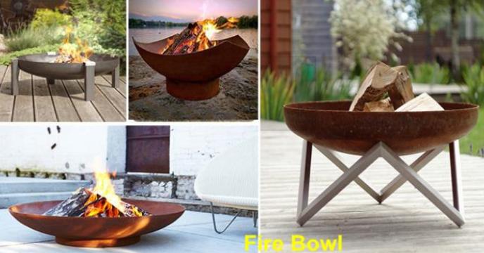 Modern Wood Burning Corten Steel Round Fire Bowl