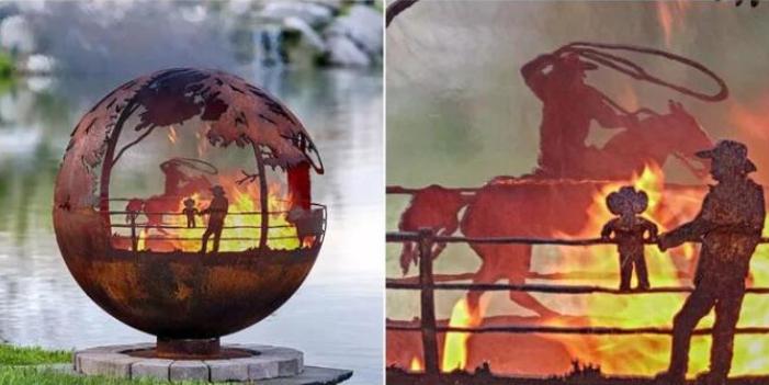 800cm Decoration Laser Cutting Corten Steel Outdoor Fire Pit Balls