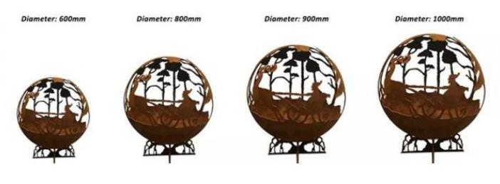 800cm Decoration Laser Cutting Corten Steel Outdoor Fire Pit Balls
