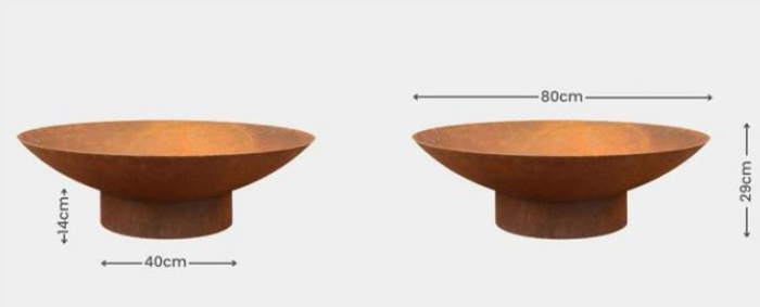 80cm Outdoor Camping Heater Rust Bonfire Corten Steel Fire Pit Burner Bowl