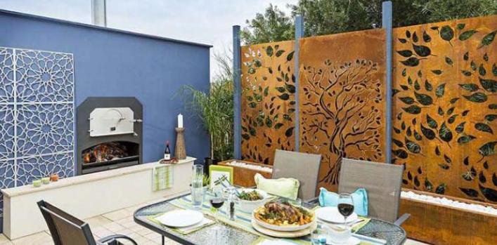 Custom Outdoor Oke Tree Design Rusty Corten Steel Privacy Screens Panel