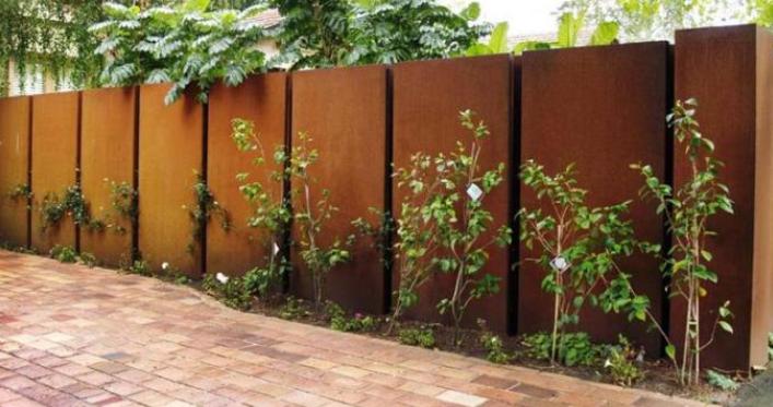 Extra Large Thick Flat Panels Corten Metal Privacy Fence For Villa Protection