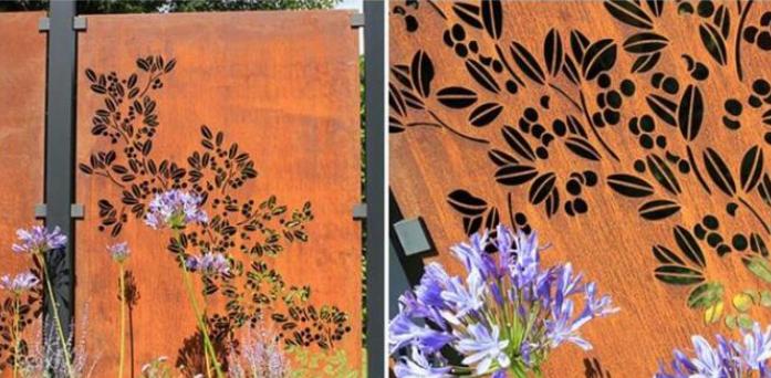 Laser Cut Drift Design Corten Steel Privacy Screens Fence Panels For Garden