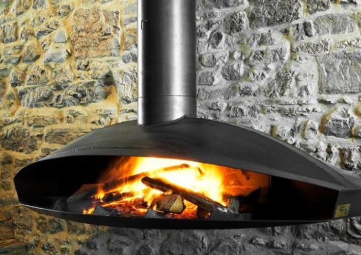 Black Coated Indoor Heater Wall Mounted Wood Hanging Suspended Fireplace