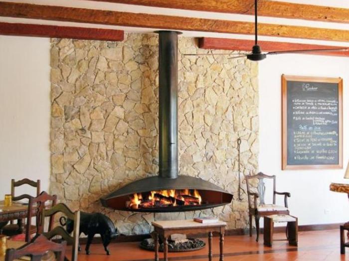 Black Coated Indoor Heater Wall Mounted Wood Hanging Suspended Fireplace