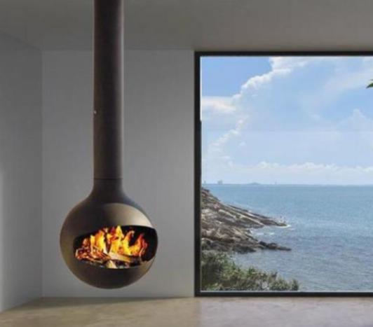 Villa Hotel Special Shaped Steel Hanging Fireplace Suspended Wood Burning Stove