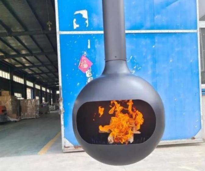 Villa Hotel Special Shaped Steel Hanging Fireplace Suspended Wood Burning Stove