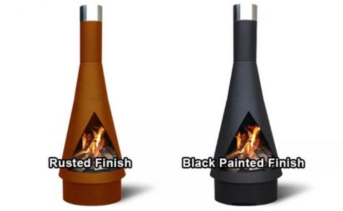 Outdoor Wood Burning Fireplace Rustic Corten Steel Angled Obelisk Chiminea