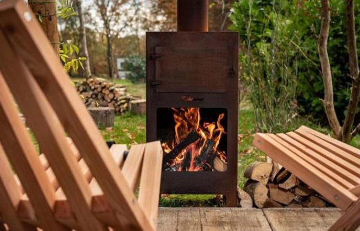 Outdoor Garden Pizza Oven Wood Burning Corten Steel Fireplace With Grills