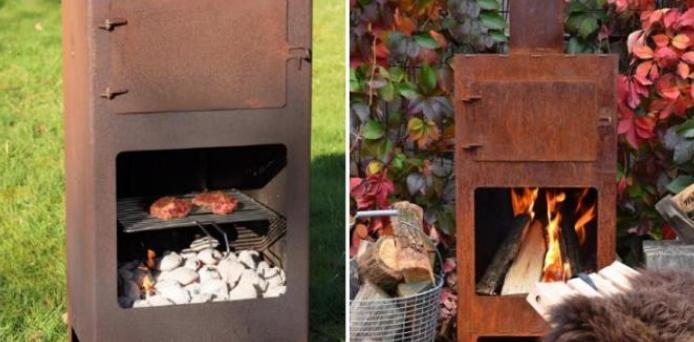 Outdoor Garden Pizza Oven Wood Burning Corten Steel Fireplace With Grills